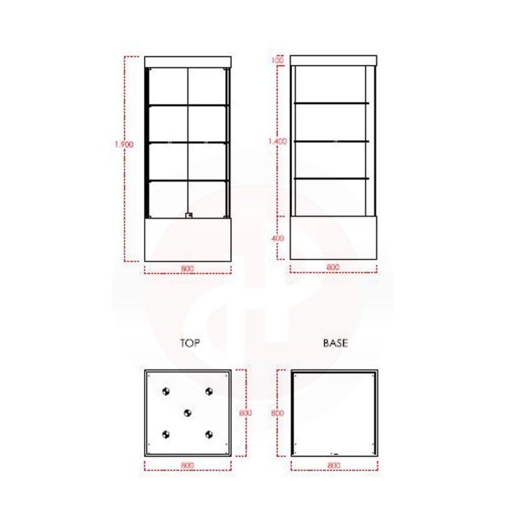 Focus display showcase with top lights 80cm - Glass Display Cabinets ...