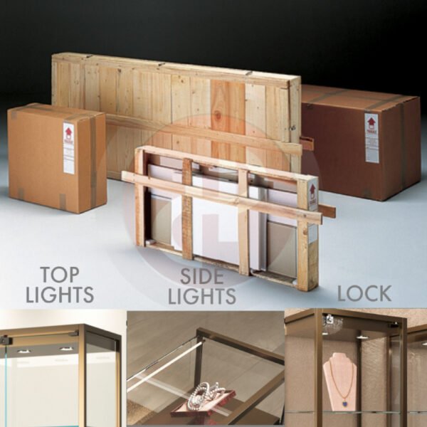 T. Square tower showcase with storage 190 x 75cm wide - Glass Display ...